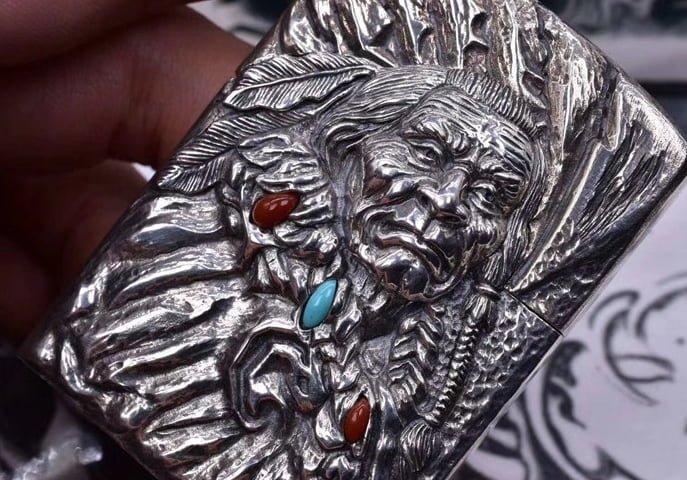 Handcrafted Indian Chief Silver Lighter – Exquisite Sterling Silver Design