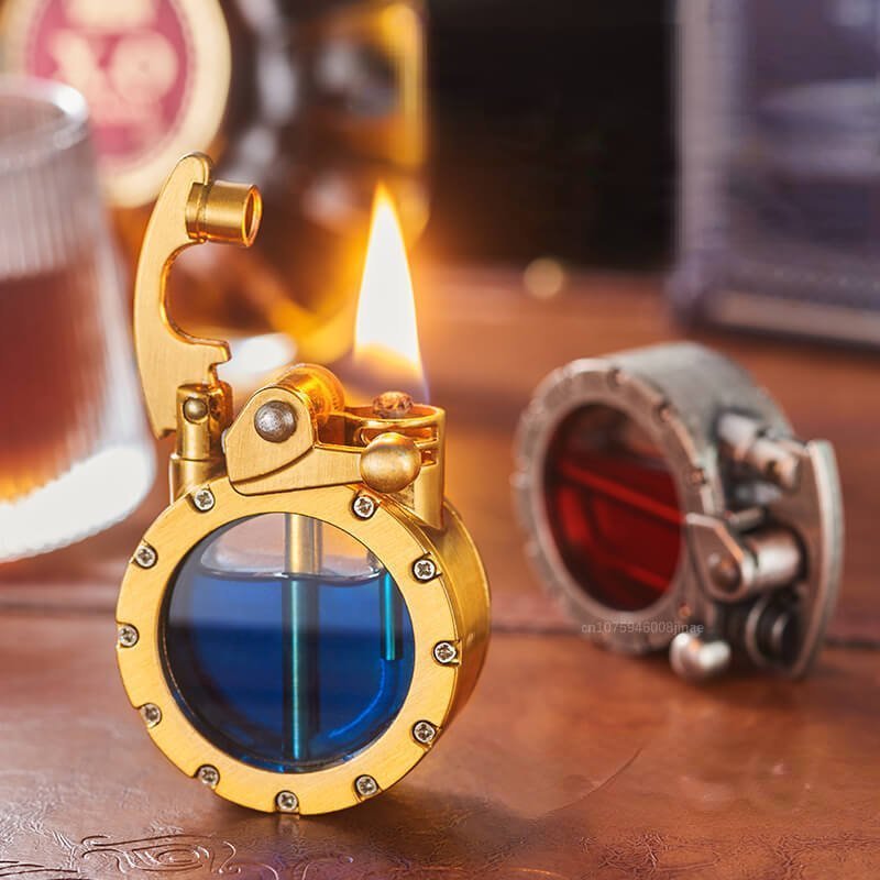 New Retro Transparent Oil Tank Metal Rocker Kerosene Lighter