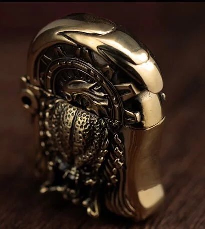 Bronze Relief Predator Kerosene Lighter – Handmade Collectible Art