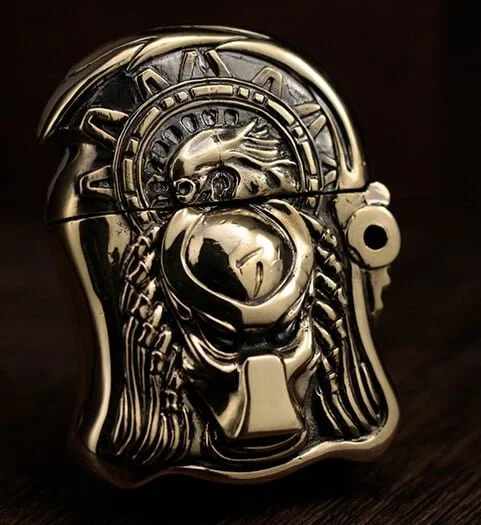 Bronze Relief Predator Kerosene Lighter – Handmade Collectible Art