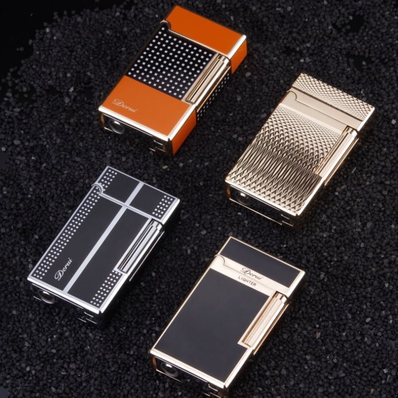 High-End Business Compact Jet Butane Carved Metal Gas Lighter